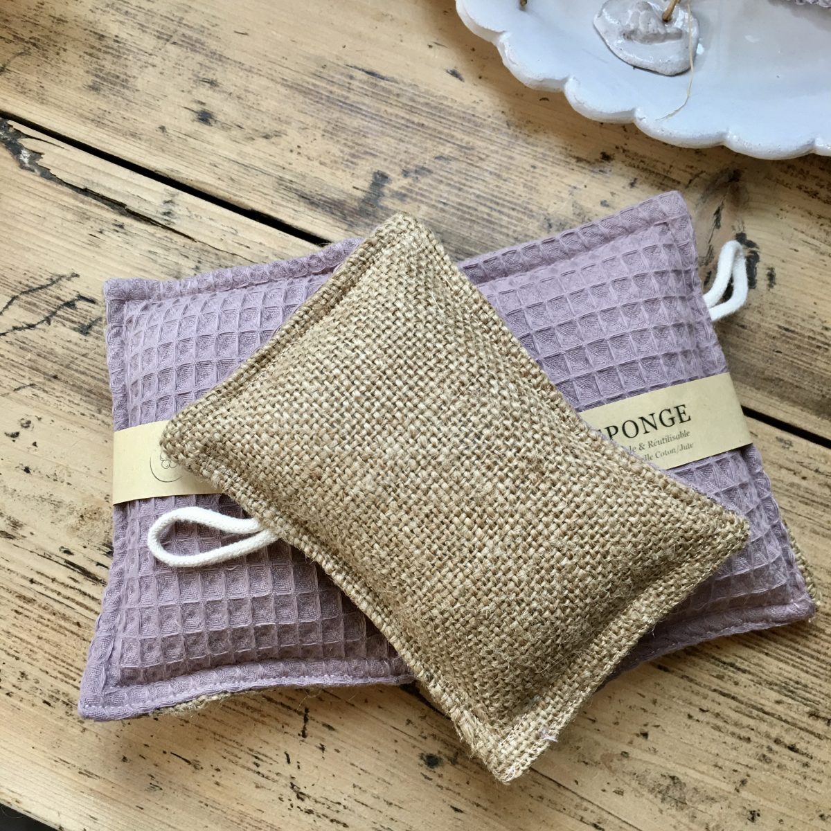 Eponge Lavable Nid D'Abeille Lavande/Jute Naturel Recylé | L'Atelier De ...