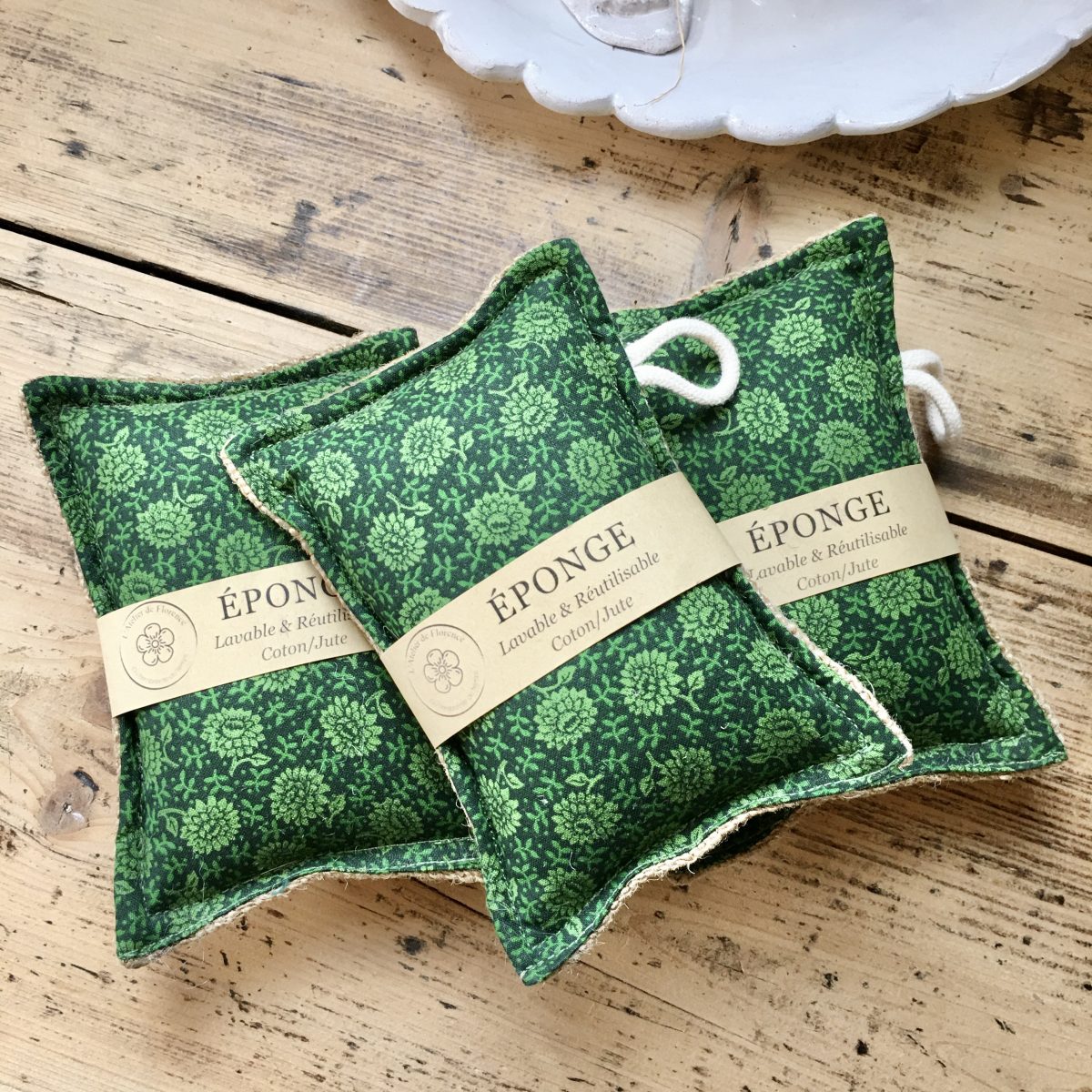 Eponge Lavable "Cranston Village" Vert/Jute Naturel Recyclé | L'Atelier ...