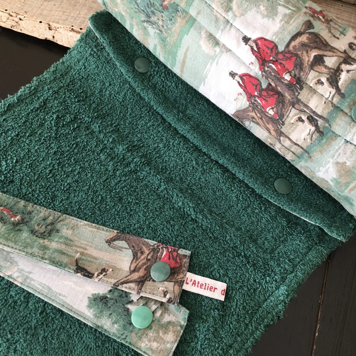 Essuie-Tout Lavable "Sologne" Vert/Eponge Verte | L'Atelier De Florence