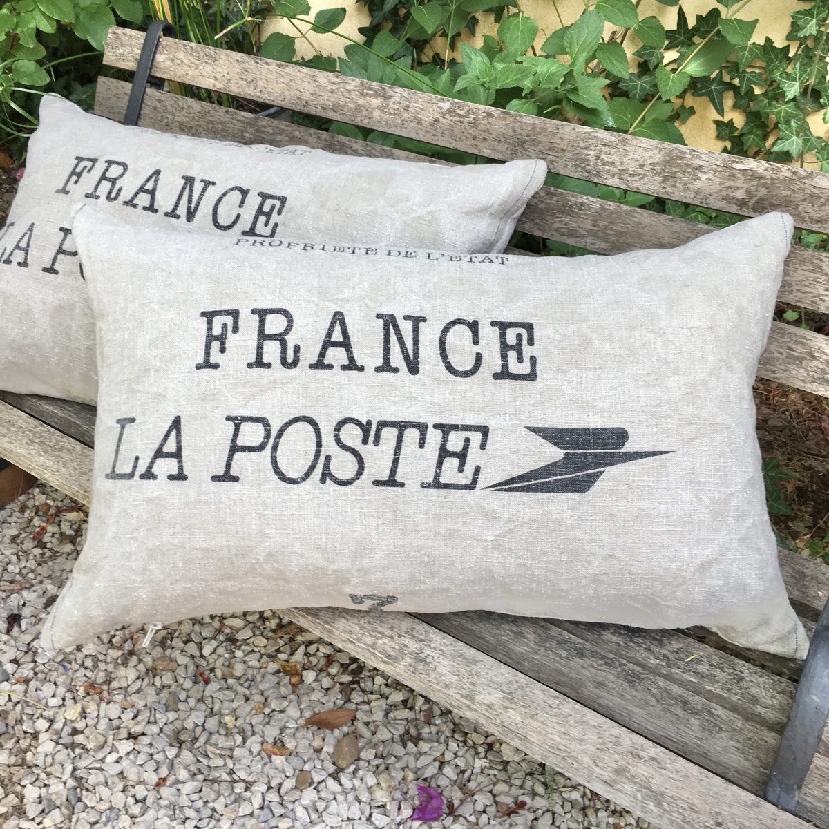 Maxi Coussin "La Poste" Lin Ancien | L'Atelier De Florence